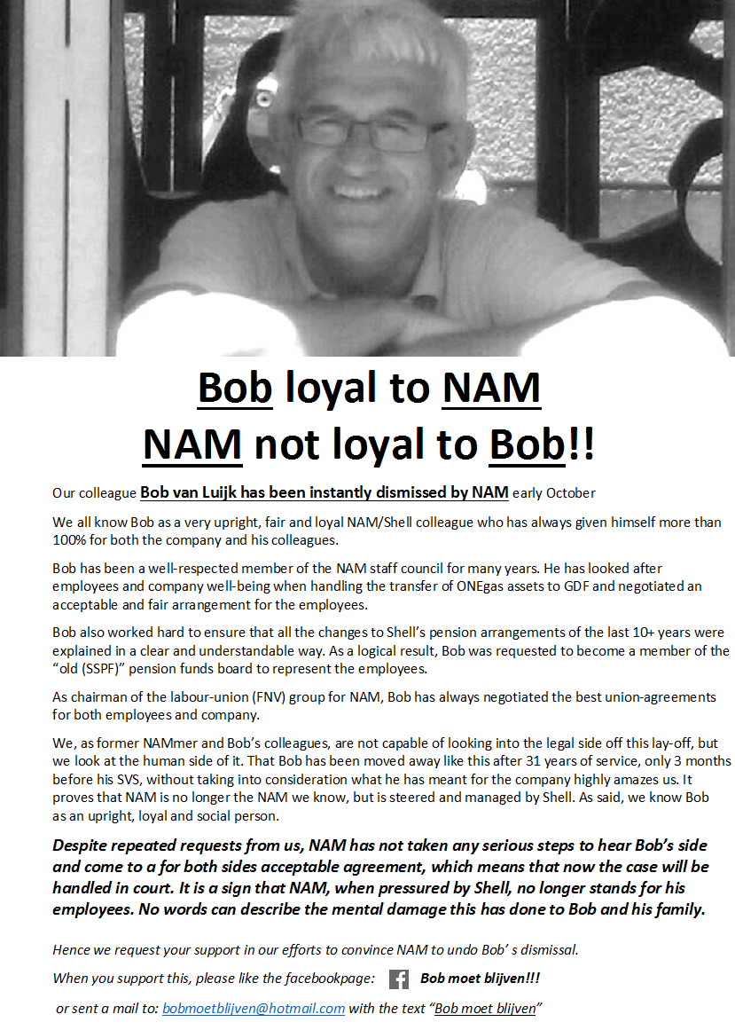 Le syndicaliste néerlandais gagne son procès contre Shell/NAM | IndustriALL