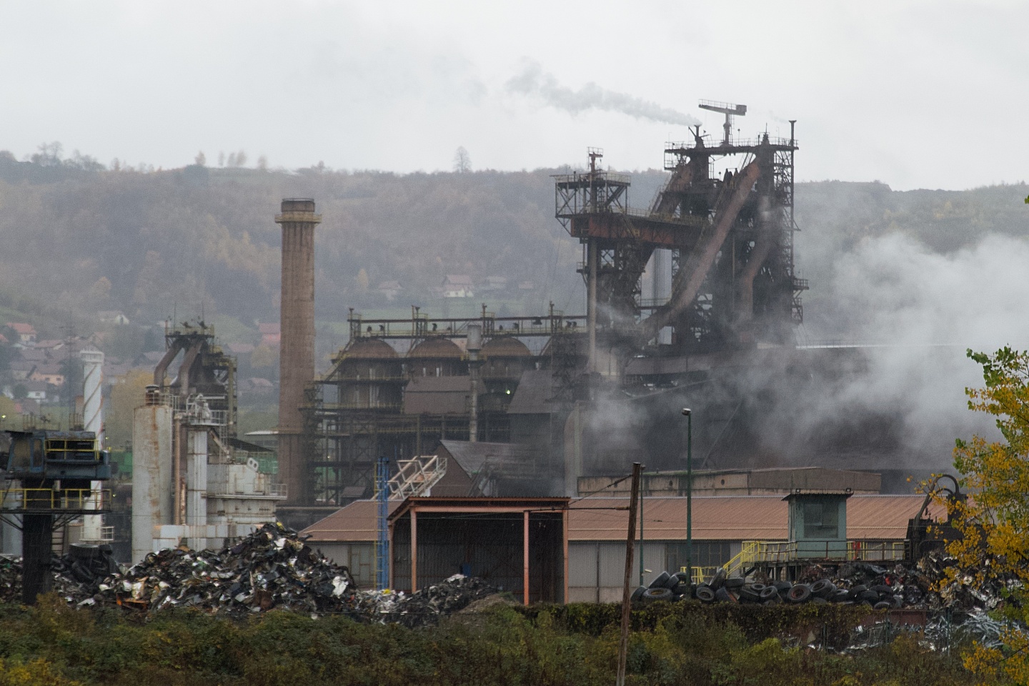 Workers at ArcelorMittal plant in Zenica, Bosnia and Herzegovina stand ...